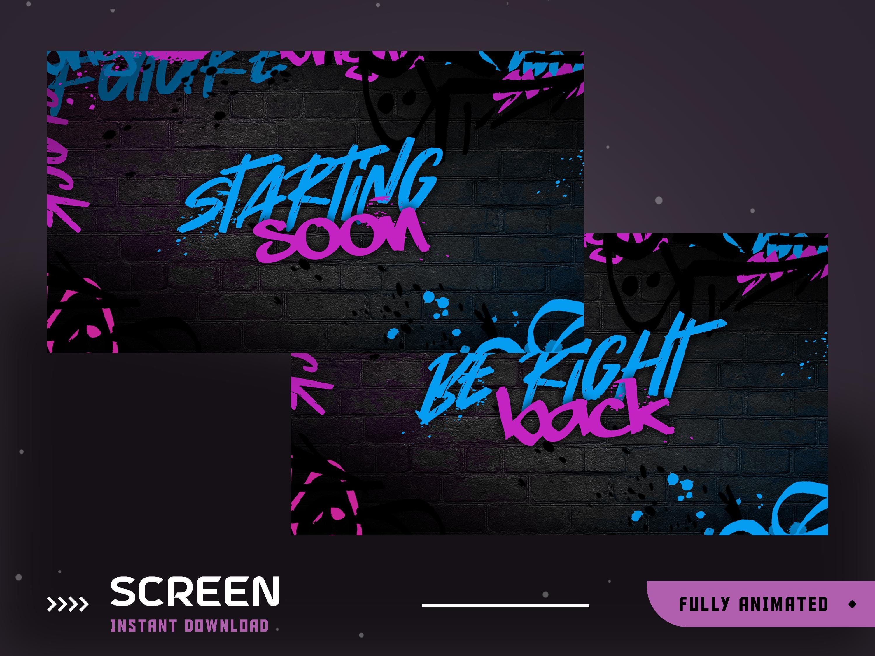 Brick Splash Animated Stream Overlay Package, Graffiti Twitch Overlay ...