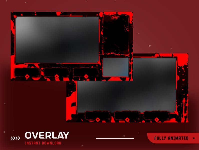 Bloody Splatter Animated Stream Overlay Package, Red Black Stream ...