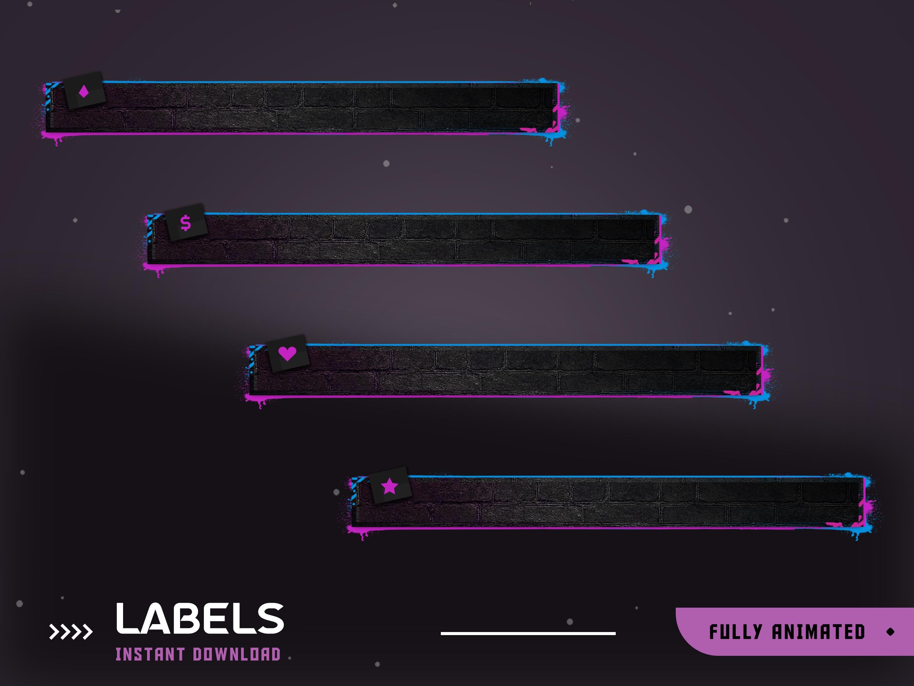 Brick Splash Animated Stream Overlay Package, Graffiti Twitch Overlay ...