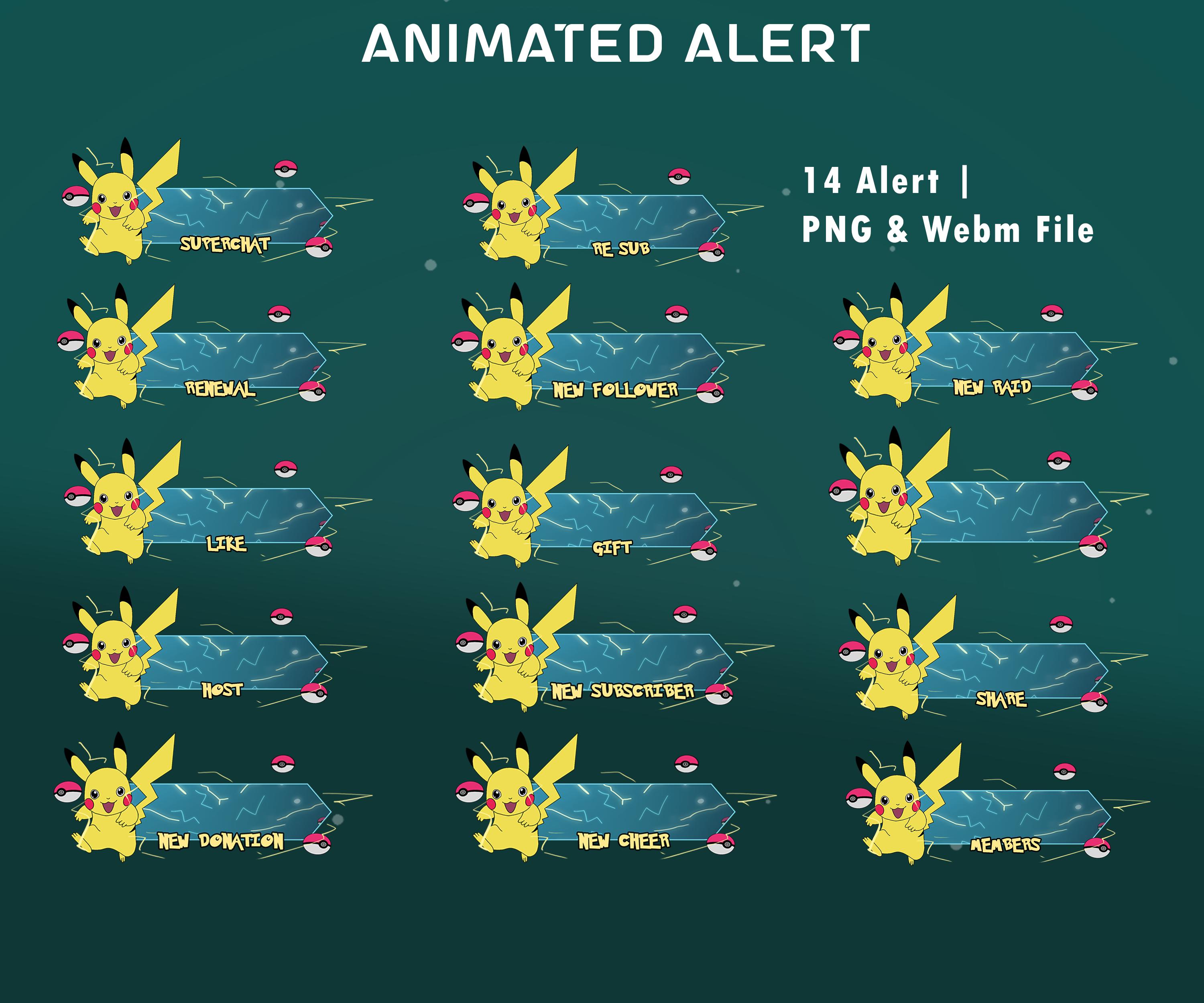 Electric Buddy Animated Stream Overlay Package, Pikachu Overlay ...