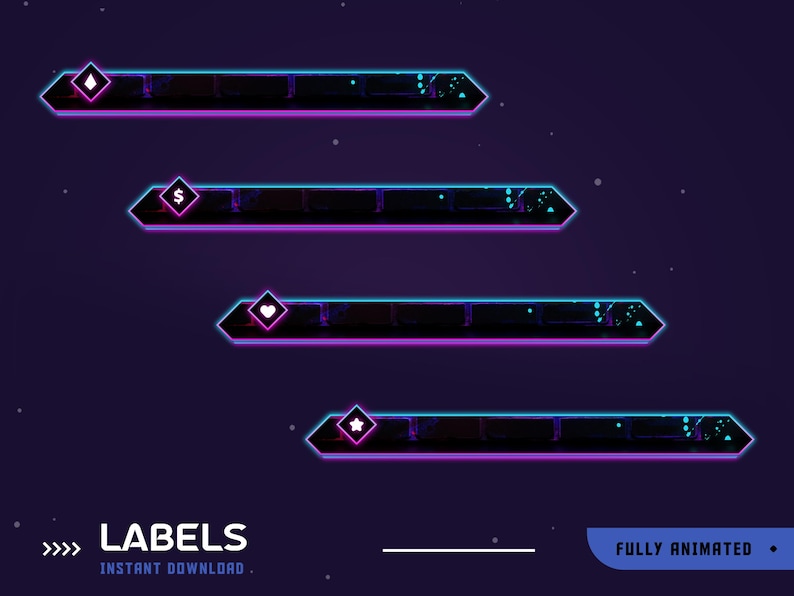 Chromatic Spill Animated Stream Overlay Package, Neon Overlay ...