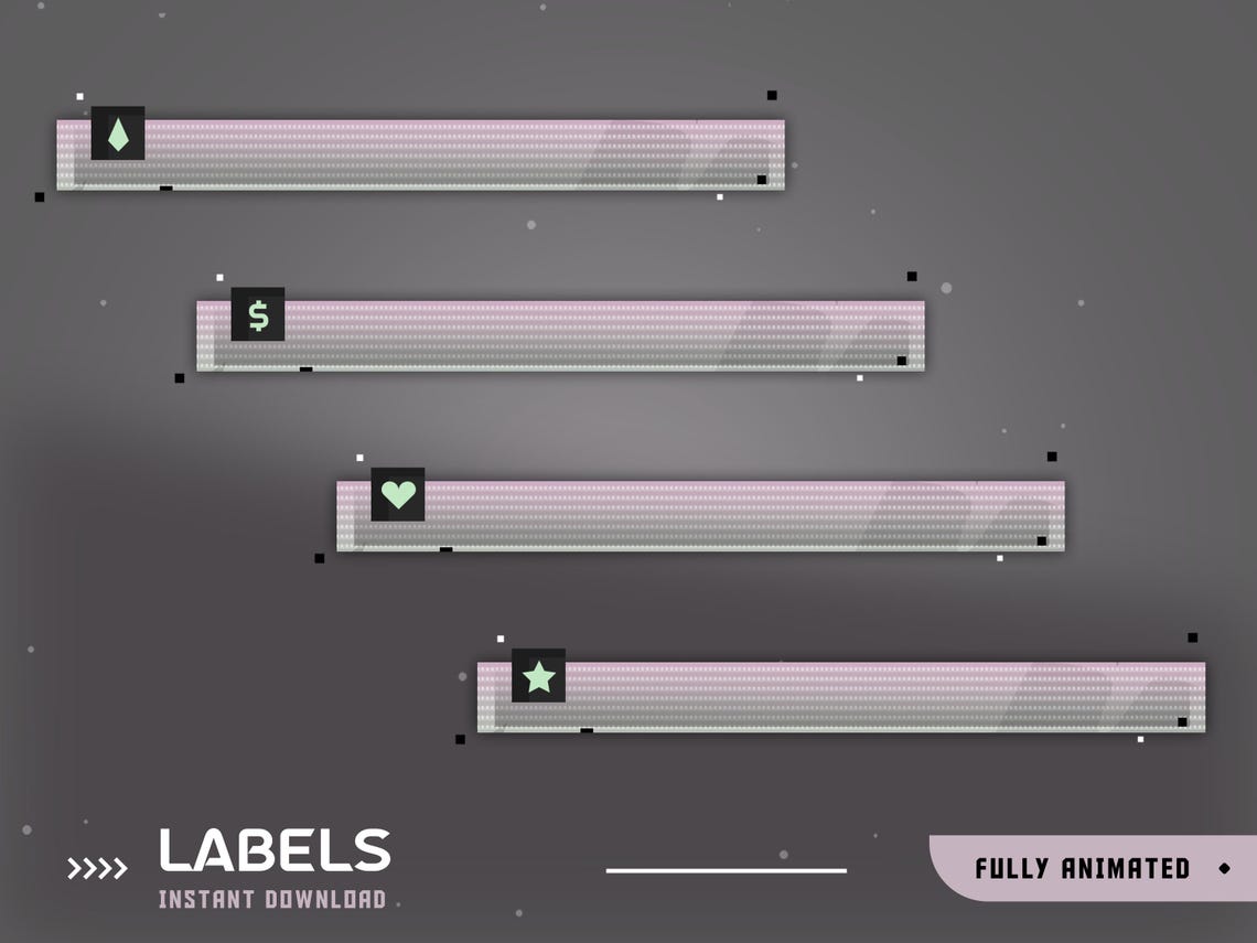Glitch Skull Animated Stream Overlay Package, Pastel Cyberpunk Twitch ...