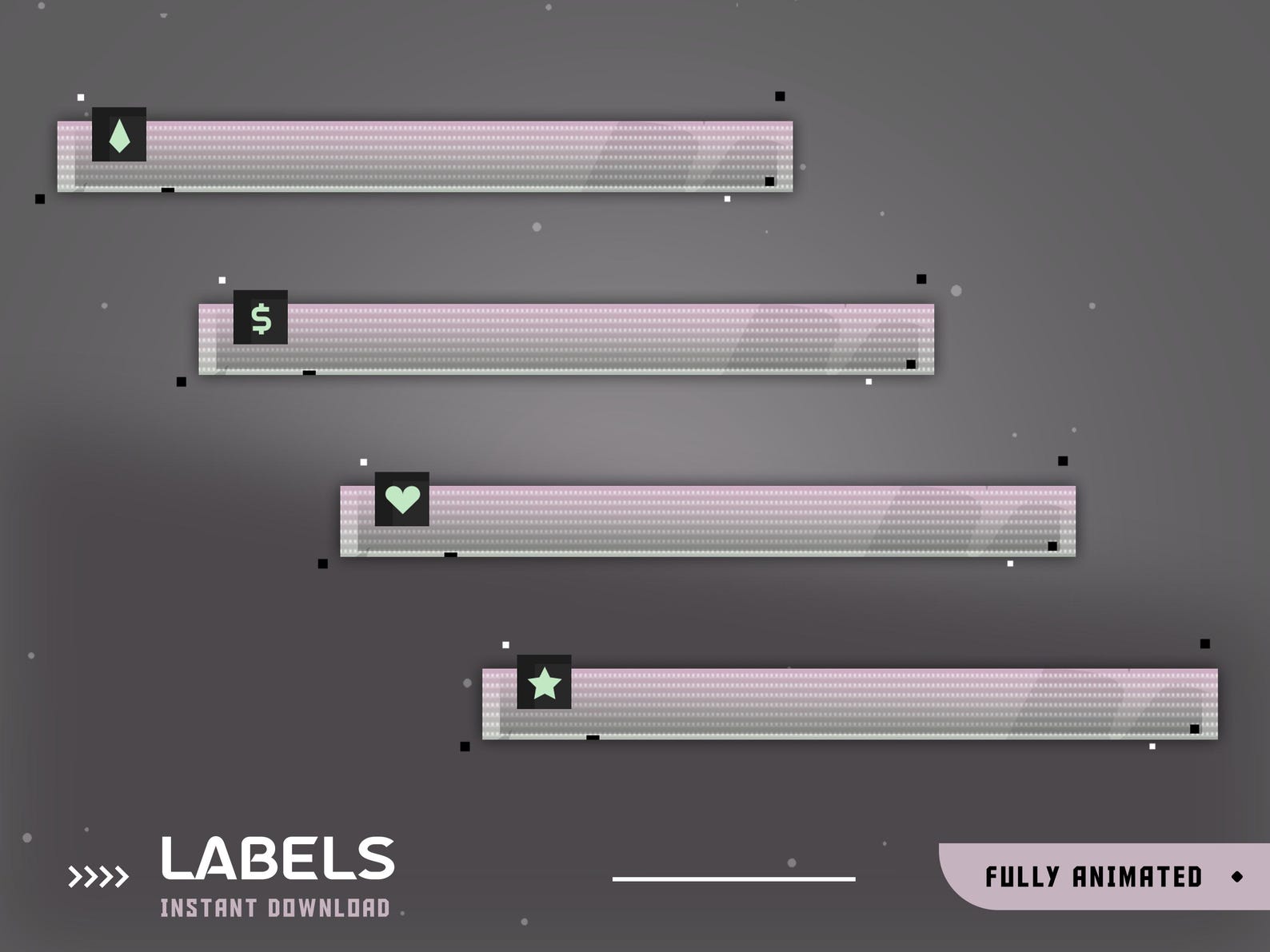 Glitch Skull Animated Stream Overlay Package, Pastel Cyberpunk Twitch ...