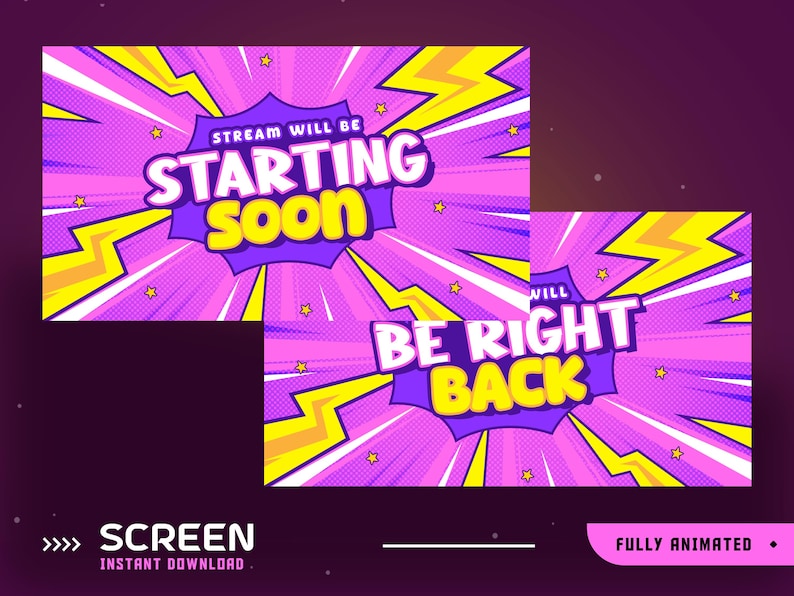 Boom Zap Animated Stream Overlay Package, Pop Art Stream Overlay, Comic ...