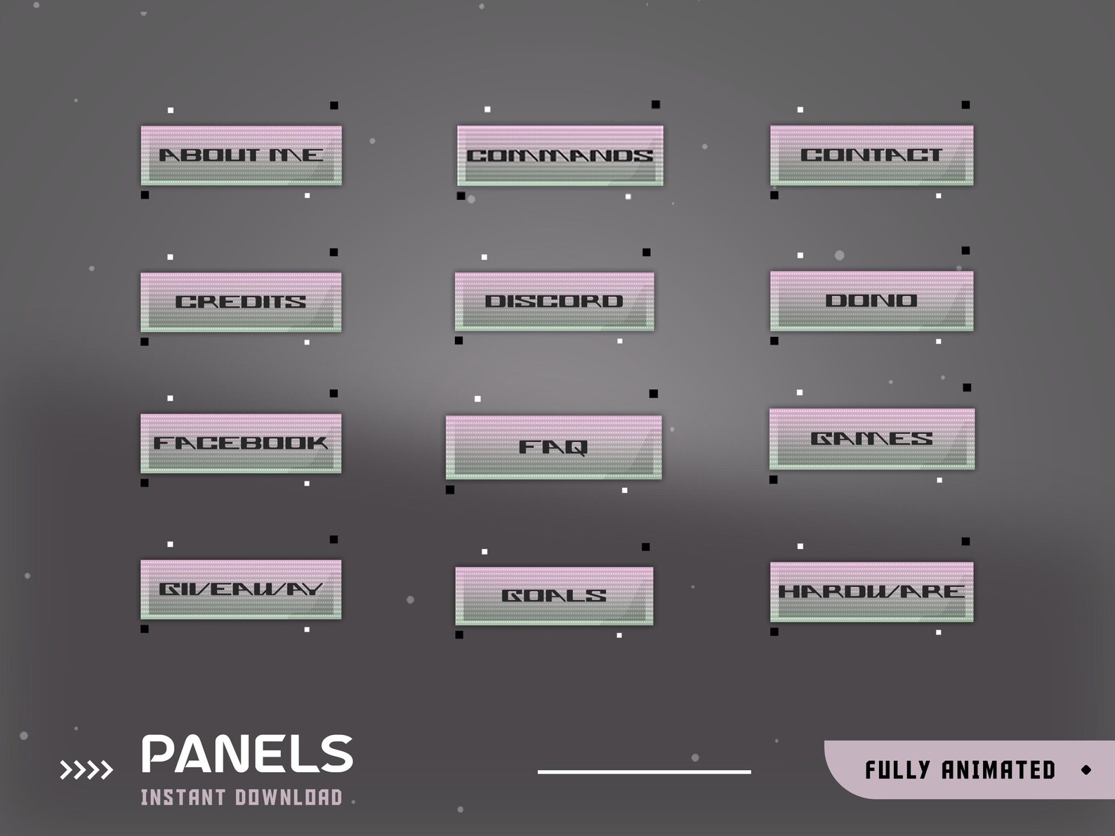 Glitch Skull Animated Stream Overlay Package, Pastel Cyberpunk Twitch ...