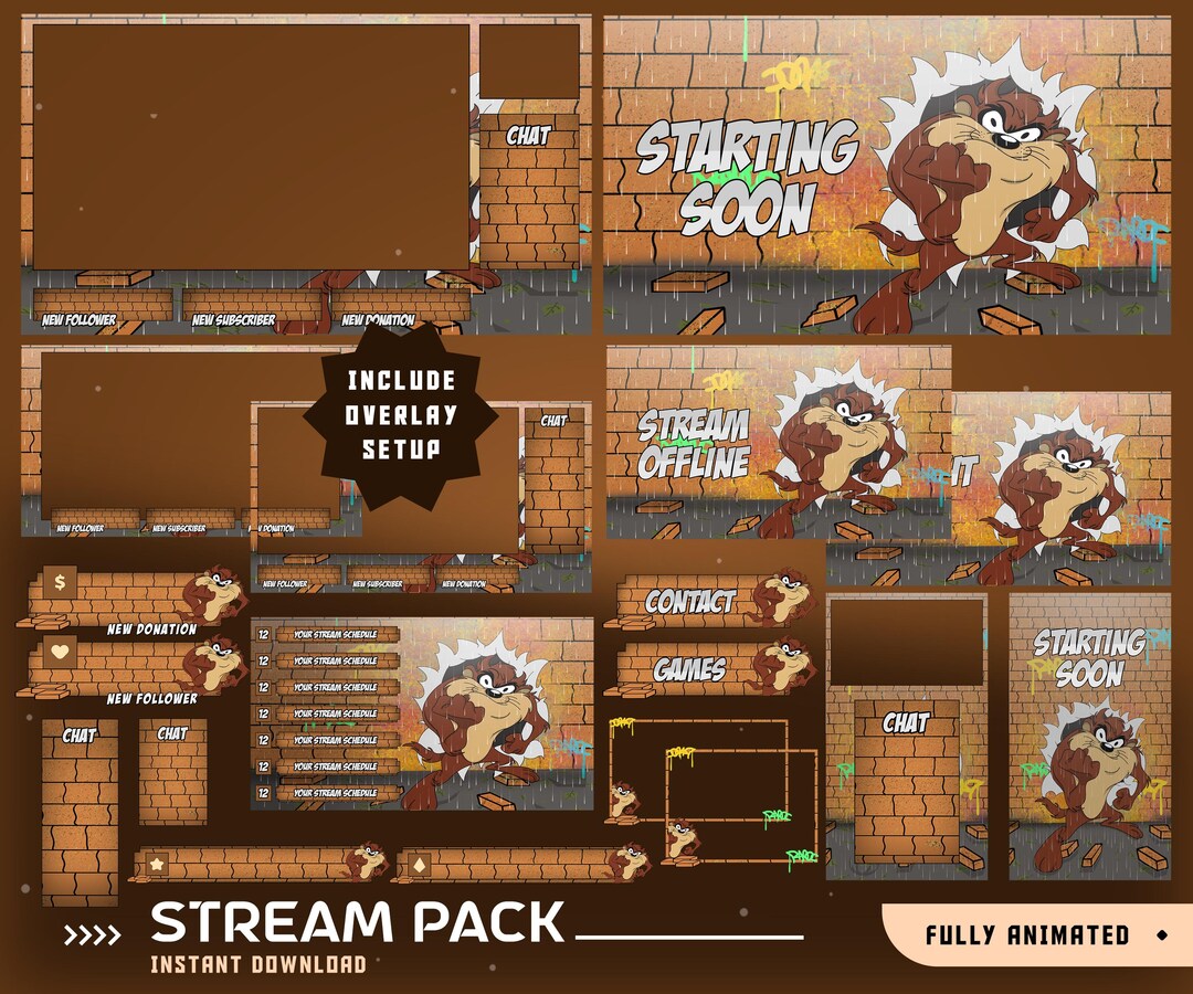 Rampage Spin Animated Stream Overlay Package, Expressive Cartoon ...