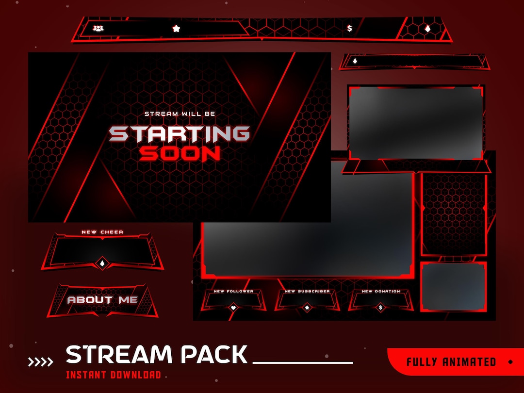 Redline Matrix Animated Stream Overlay Package, Futuristic Stream ...