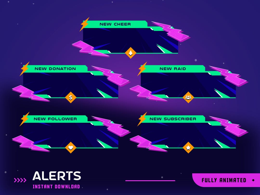 Energy Surge Animated Stream Alert Overlay Package, Animated Alert ...
