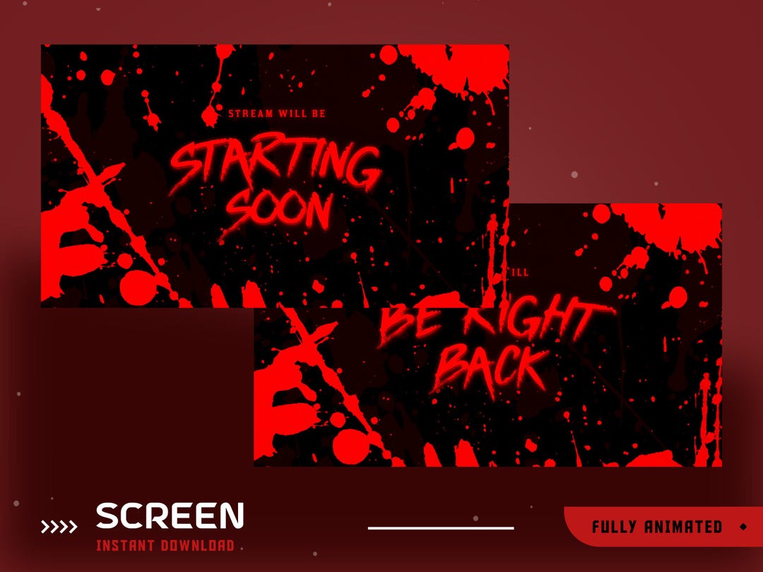 Bloody Splatter Animated Stream Screen Overlay Package, Red Black ...