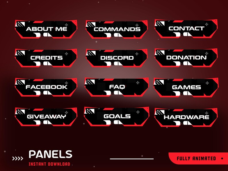 Hyper Grid Animated Stream Overlay Package, Red Black Theme Overlay ...