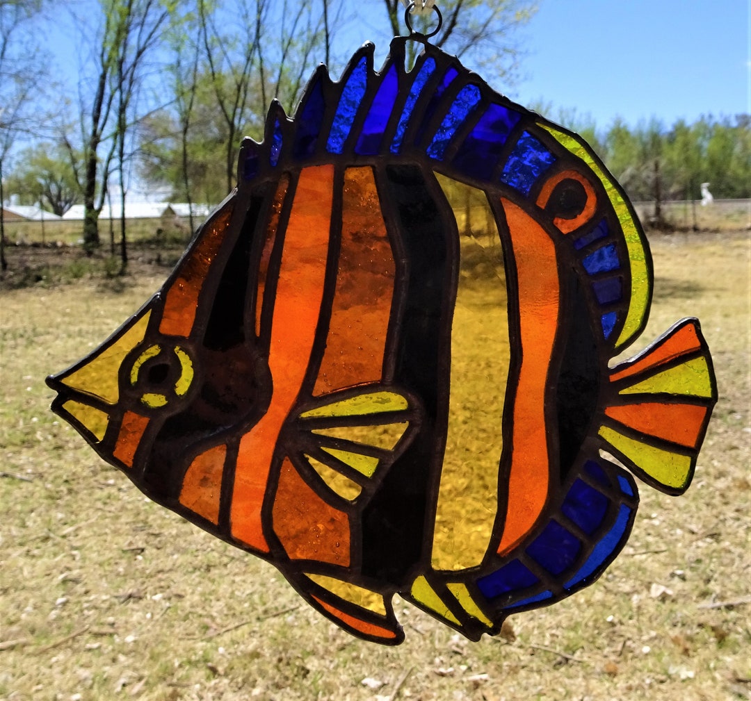 Happy Tropical Fish, Pretty Cool Little Stained Glass Suncatcher, 7 by ...