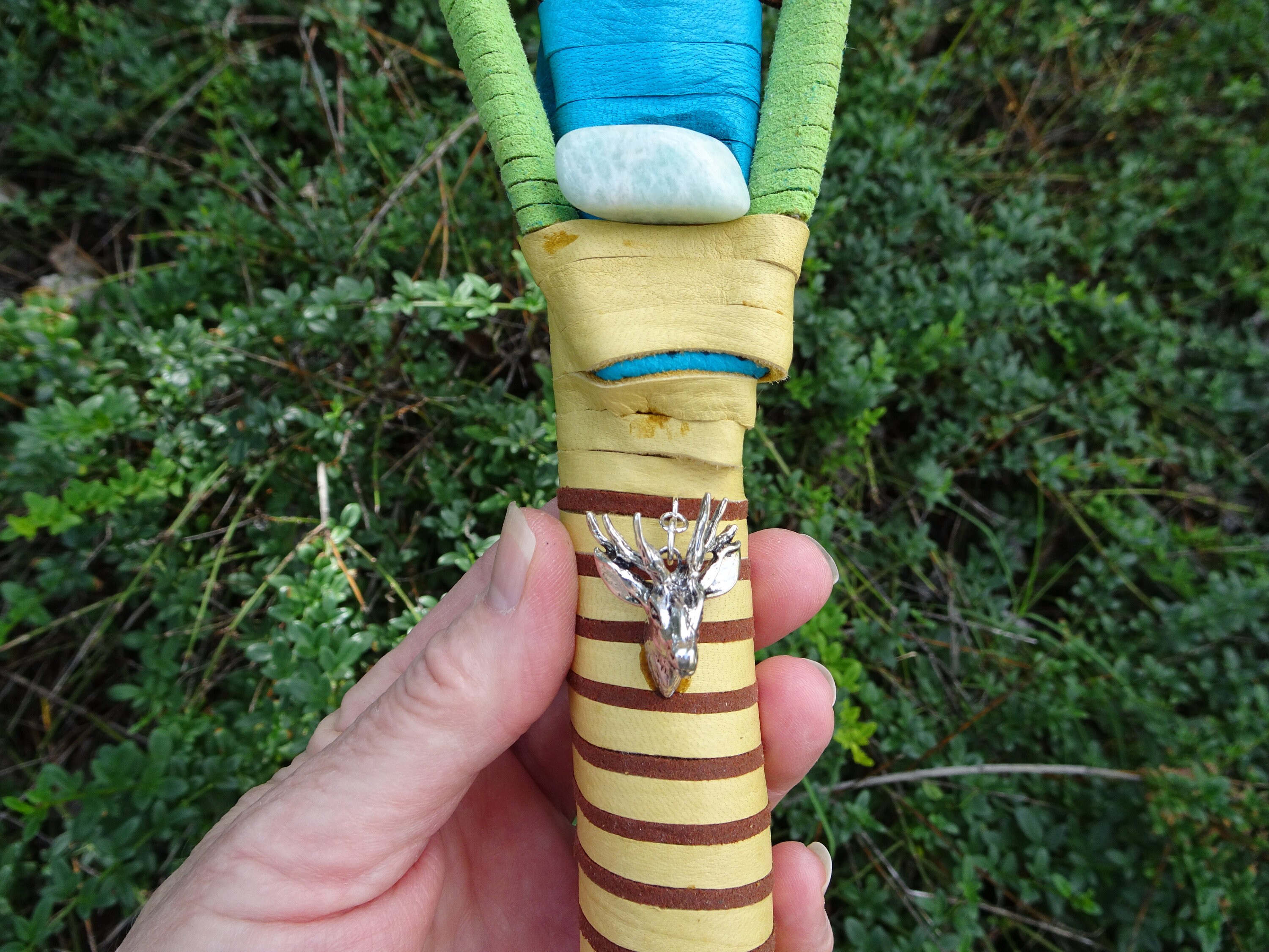 Peacock and Deer Medicine Shaman's Tool, Amazonite Stone, Healer's Tool ...