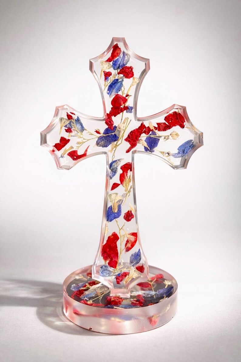 Custom Large Cross Floral Keepsake, Dried Flowers Resin Epoxy Art - Etsy