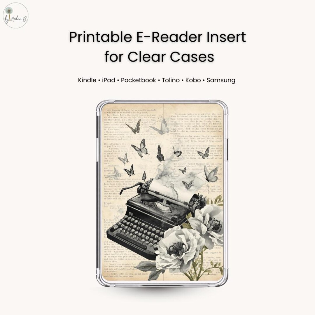 Vintage Typewriter E-reader Insert (PDF) – Bookish Clear Case Cover ...