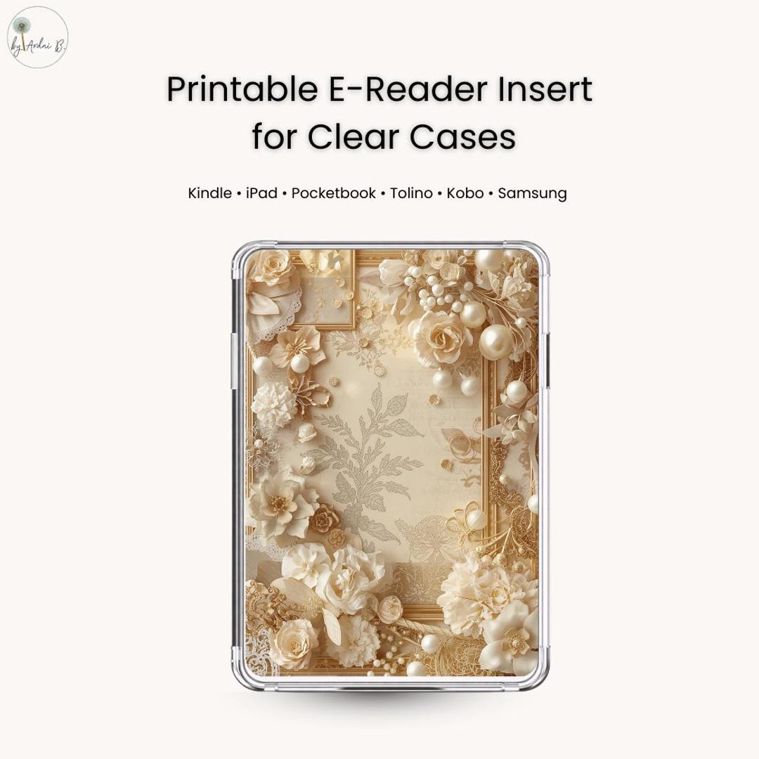 Printable E-reader Insert Vintage Floral – Elegant Flower Insert for ...