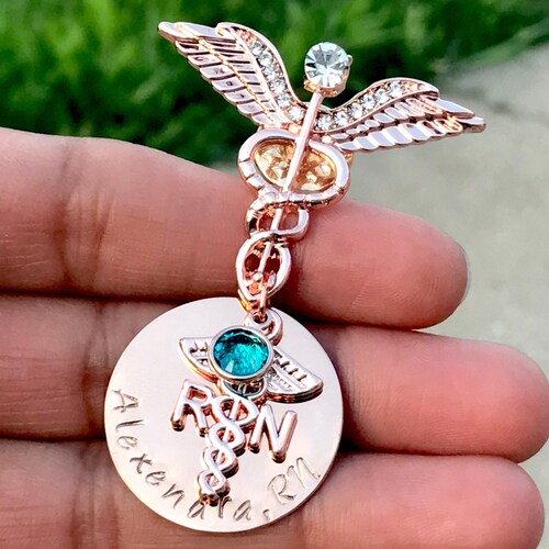 Personalized Rose Gold Stethoscope Nursing Pin RN Pin-nurse - Etsy