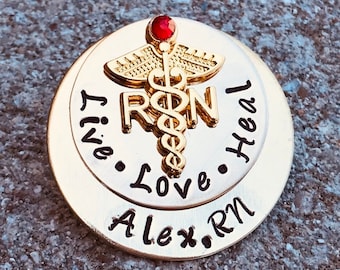 RN Nurse Pin Heart Stethoscope Pin Nurse Brooch Pin Nurse Graduation ...