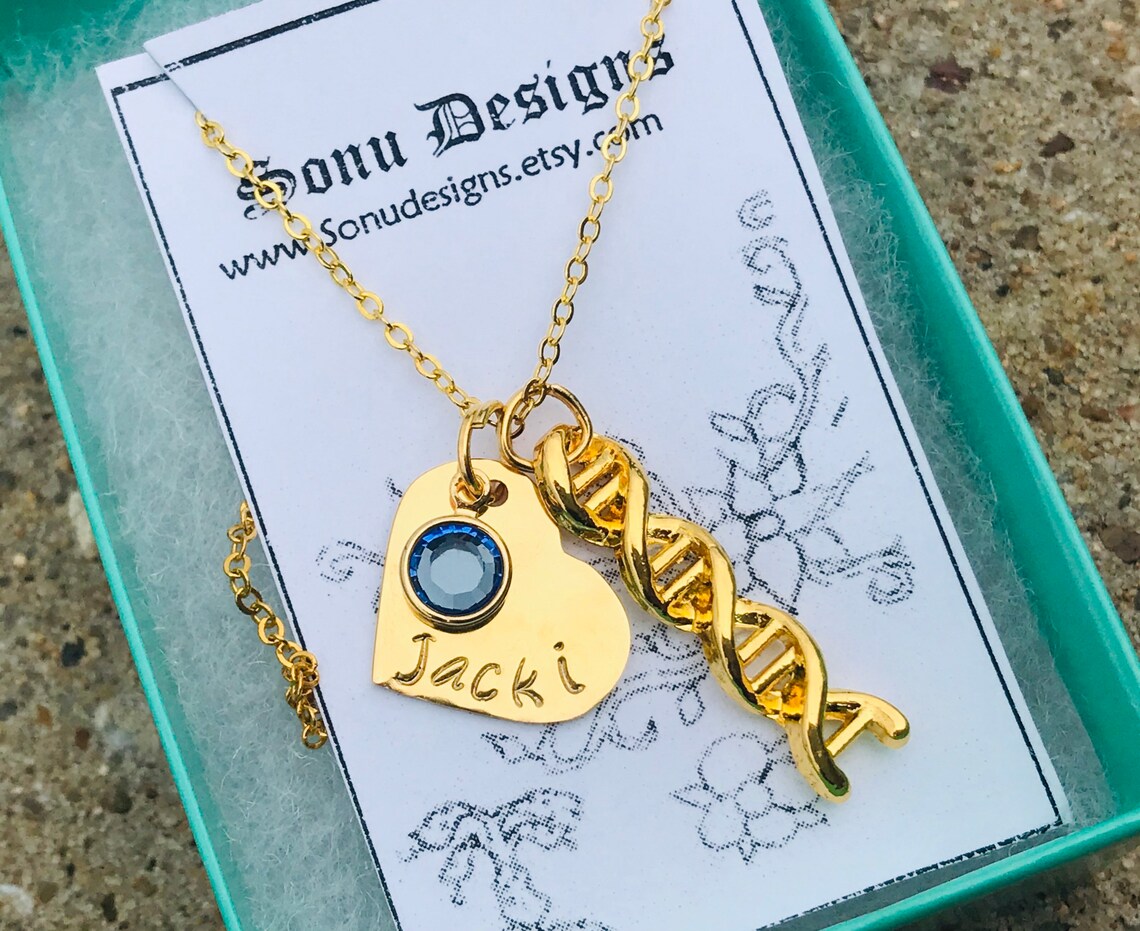 Gold DNA Helix Necklace Family Necklace DNA Gift chemistry | Etsy