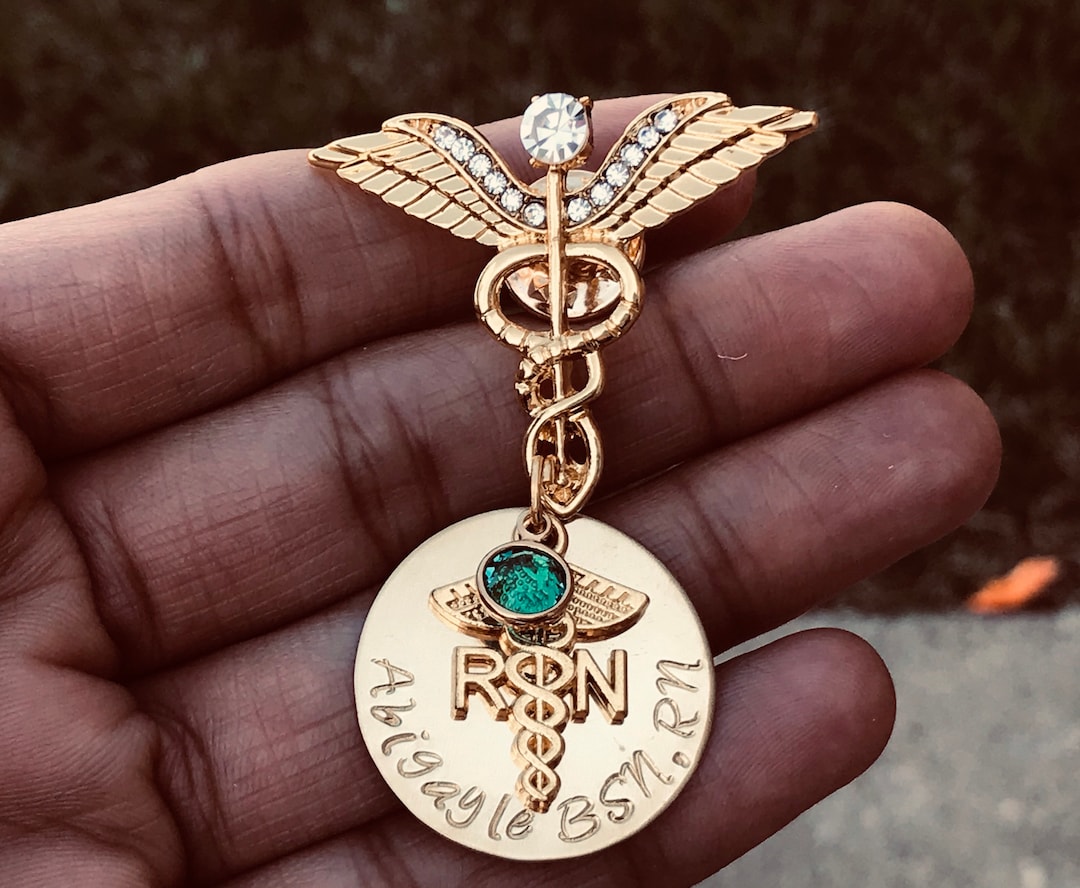 Gold Tone Caduceus Pin - Gold RN Nursing Pin- Medical Symbol Caduceus ...