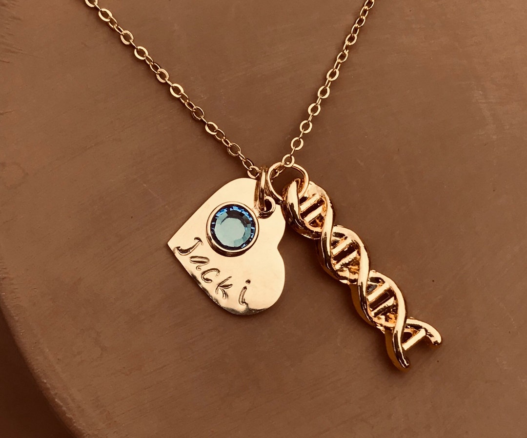 Rose Gold DNA Helix Necklace - Family Necklace -DNA Gift - Biology ...