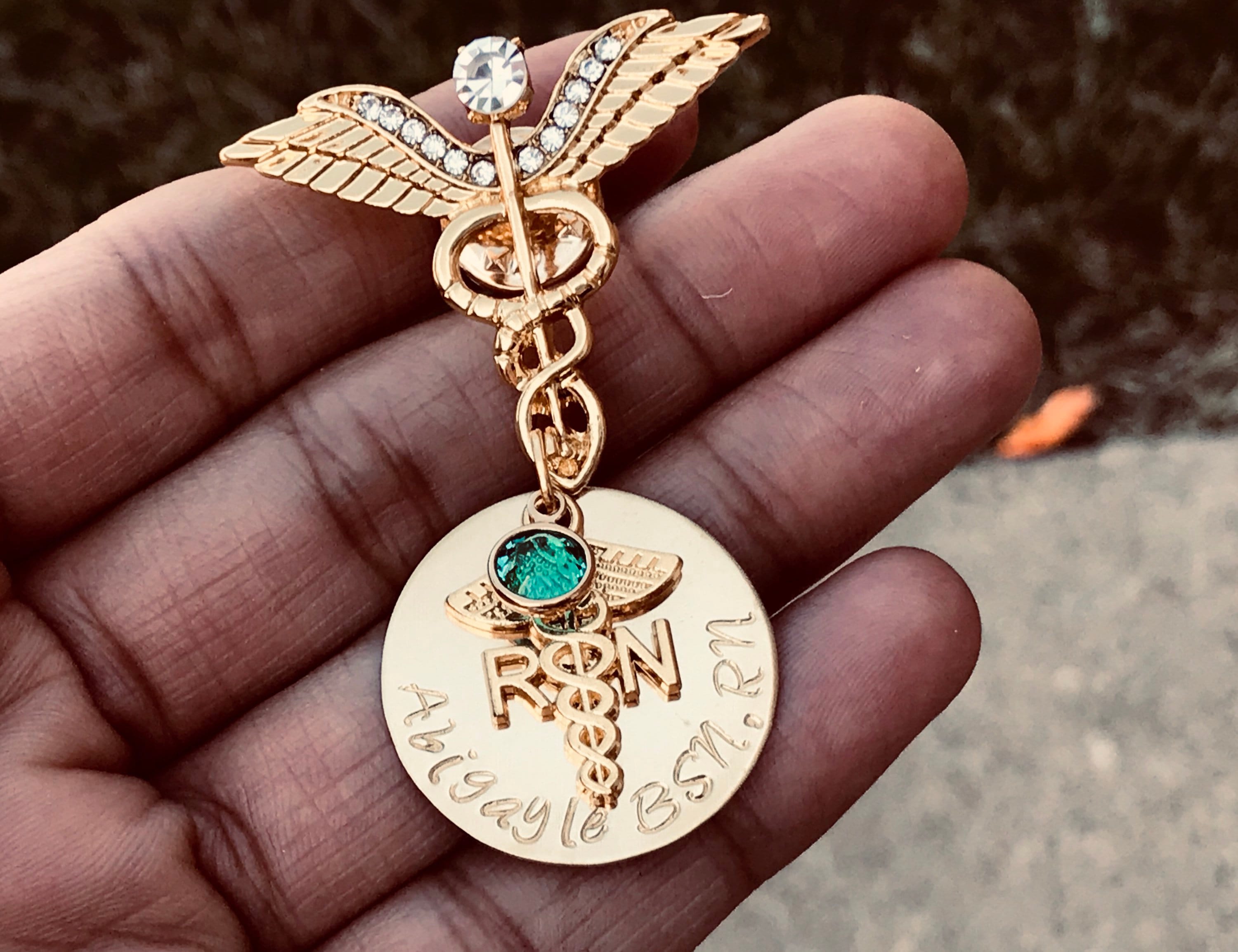 Gold Tone Caduceus Pin - Gold RN Nursing Pin- Medical Symbol Caduceus ...