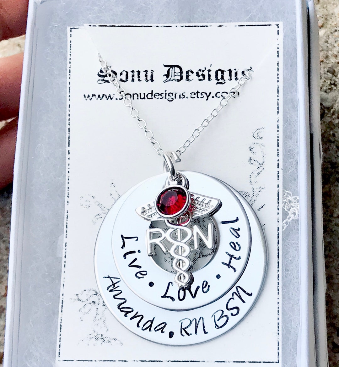 Hand Stamped Jewelry / Nurse Jewelry - RN Lpn -BSN- Thank You ...