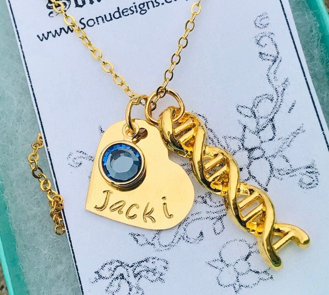 Gold DNA Helix Necklace Family Necklace DNA Gift chemistry | Etsy