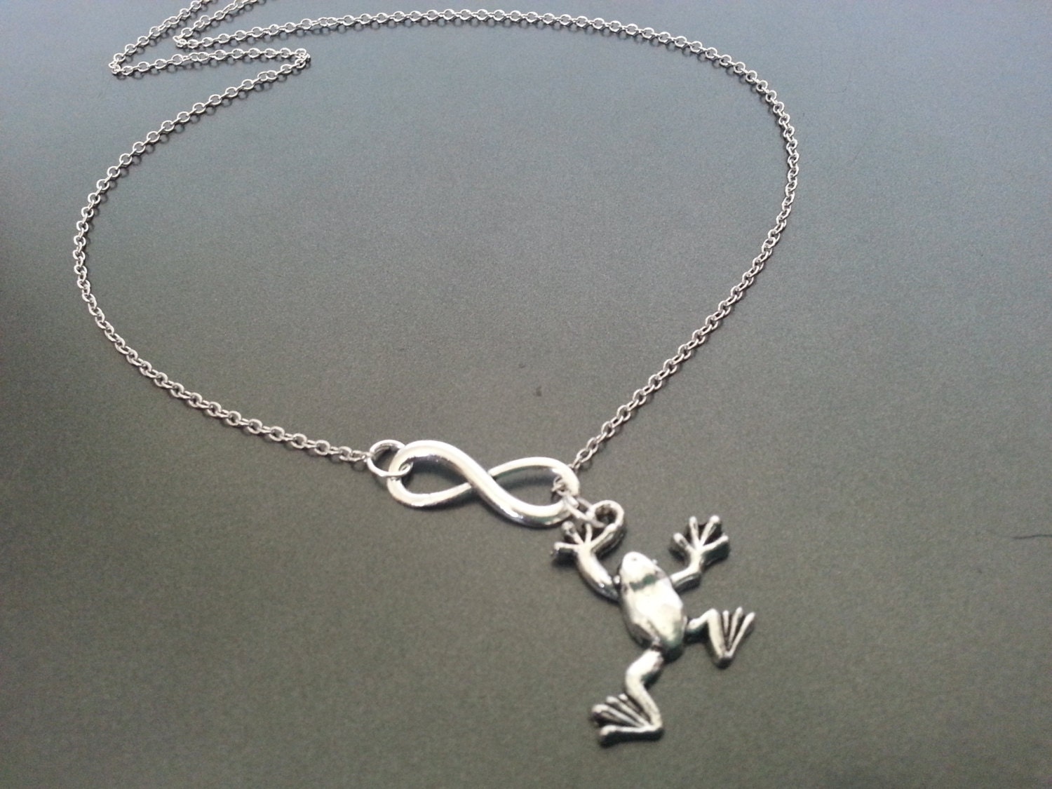 Infinity and Frog Lariat Necklace - Etsy