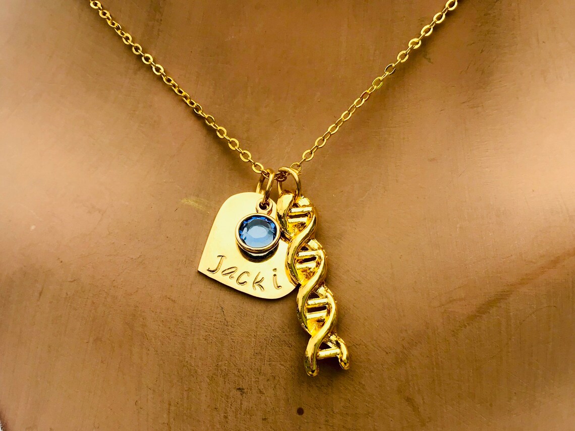 Gold DNA Helix Necklace Family Necklace DNA Gift chemistry | Etsy