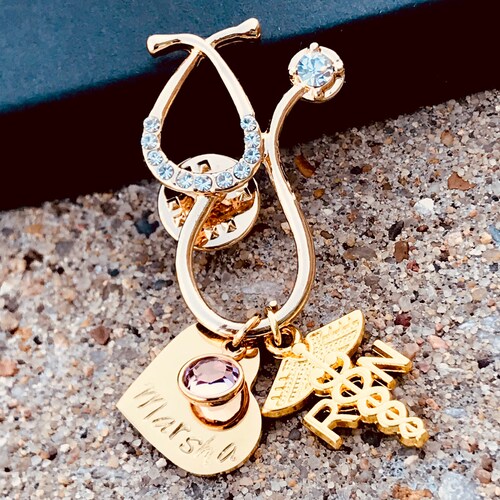 Personalized Gold Stethoscope Nursing Pin LPN BSN RN nurse - Etsy