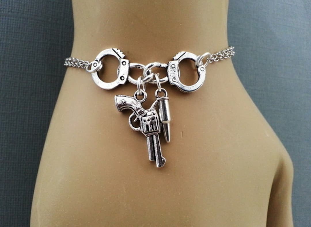Handcuff Bracelet! With Gun&bullet Hanging - Etsy