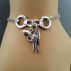 Handcuff Bracelet! With Gun&bullet Hanging - Etsy