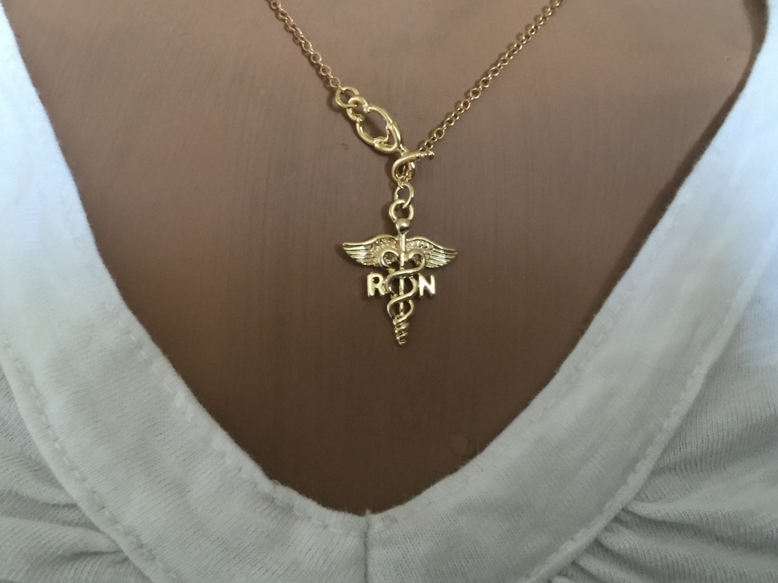 Gold Stethoscope RN Charm Necklace – Nurse Appreciation Gift - Etsy
