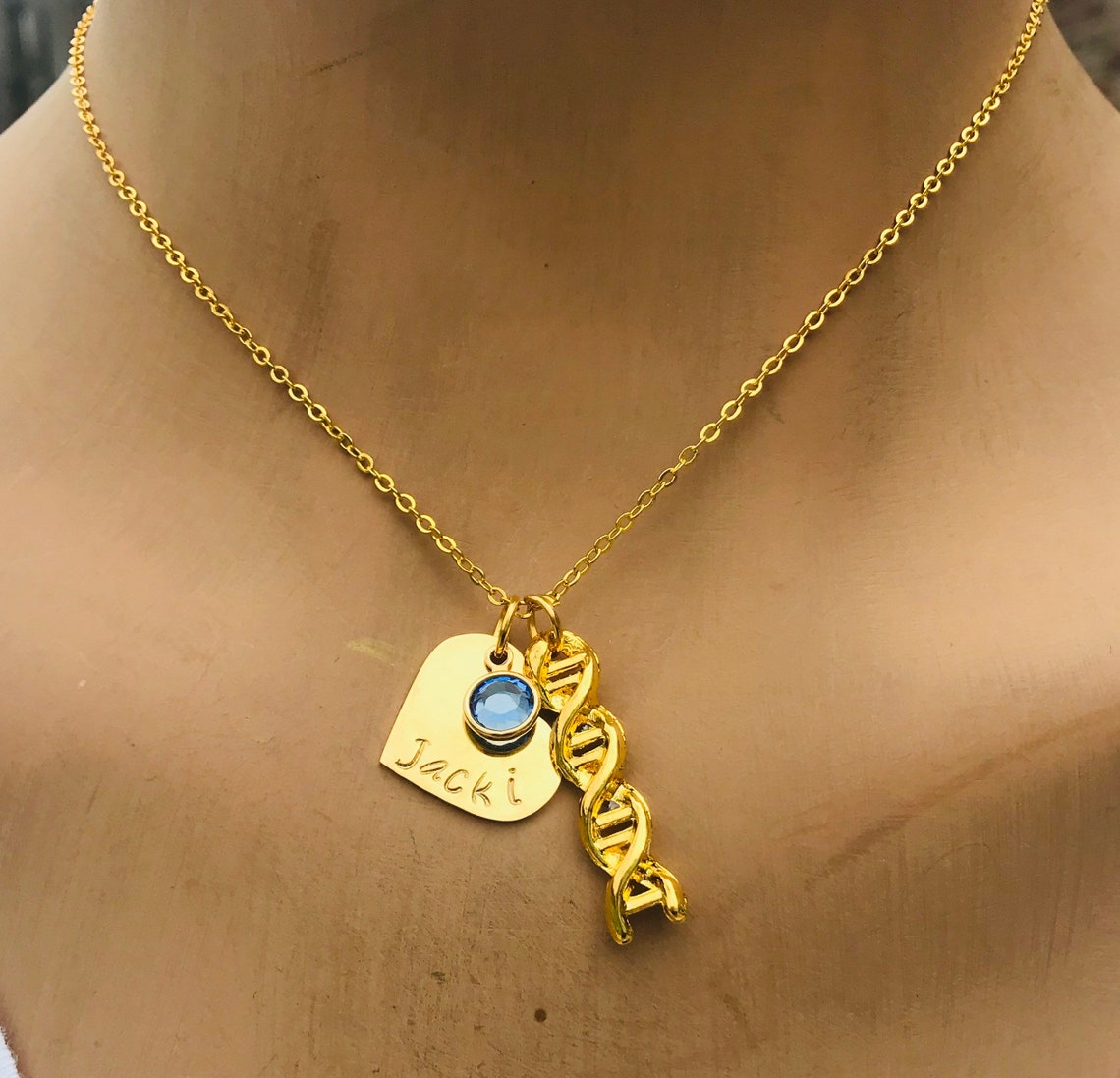 Gold DNA Helix Necklace Family Necklace DNA Gift chemistry - Etsy