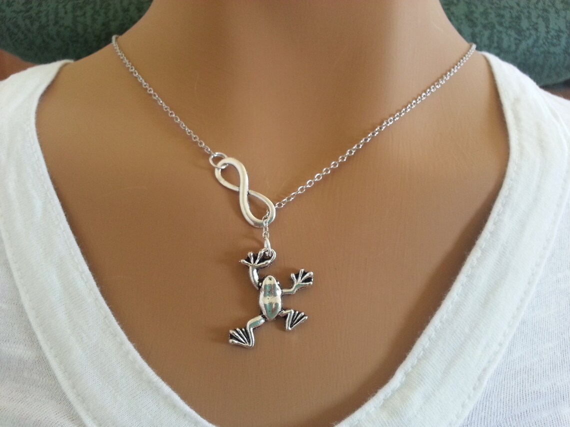 Infinity and Frog Lariat Necklace - Etsy