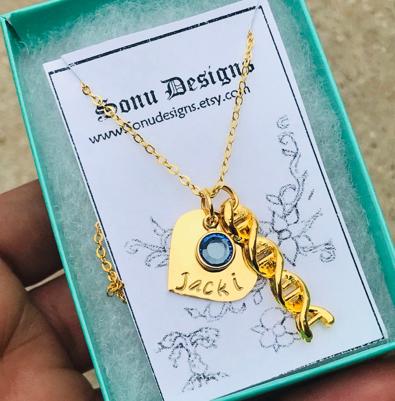 Gold DNA Helix Necklace Family Necklace DNA Gift chemistry | Etsy