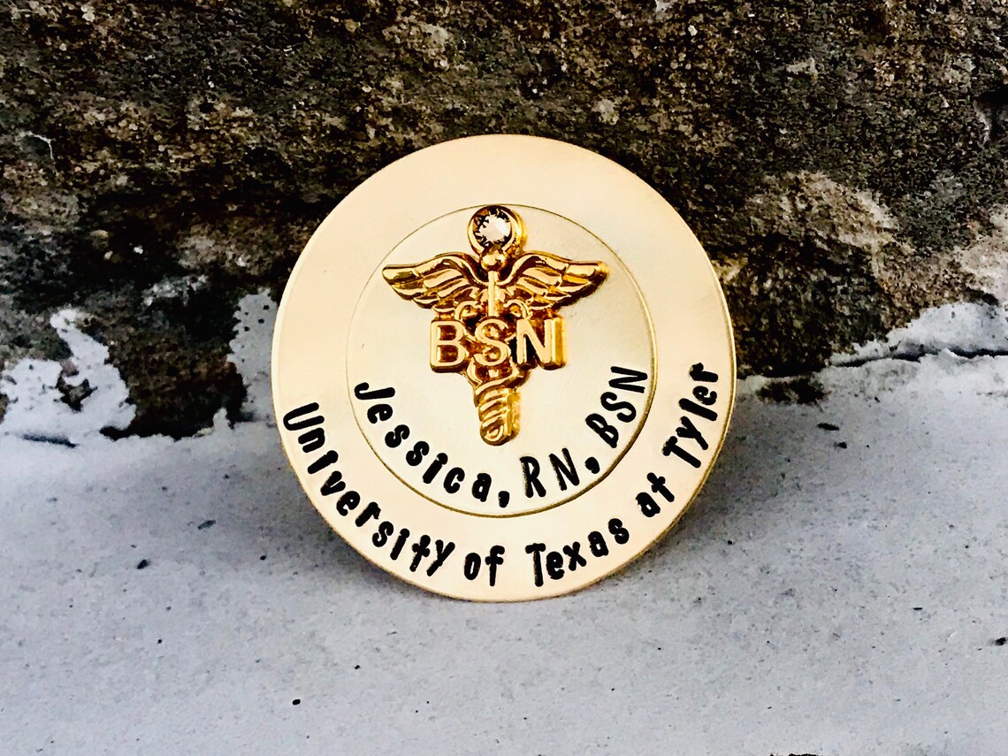 Gold Personalized Pin for BSN Rn Gift Bsn Pin Nursing | Etsy