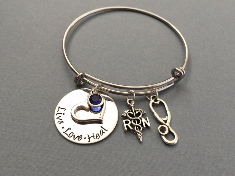 Personalized RN Charm Bracelet, Stainless Steel Nurse Jewelry ...