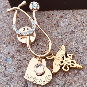 Gold CNA Certified Nursing Nurse Pin - Stethoscope Pin - CNA Nurse Pin ...