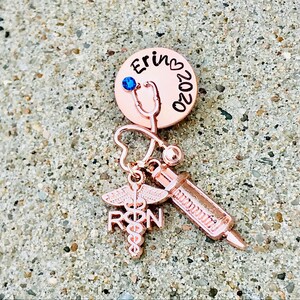 Rose Gold Stethoscope Heart Nurse Pin -RN PIN -nurses Pin - Nursing ...