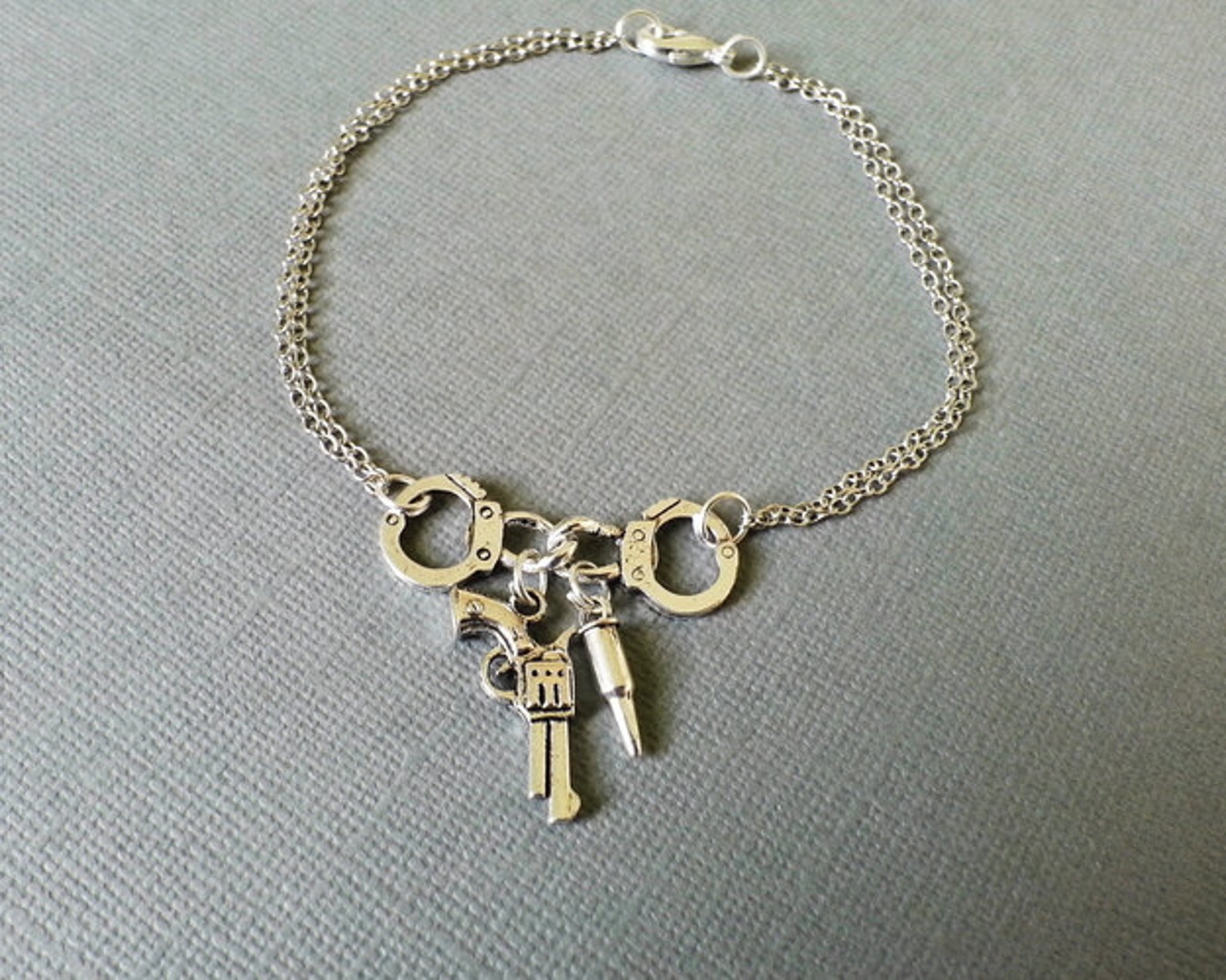 Handcuff Bracelet With Gun&bullet Hanging | Etsy