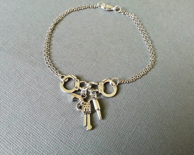 Handcuff Bracelet With Gun&bullet Hanging - Etsy