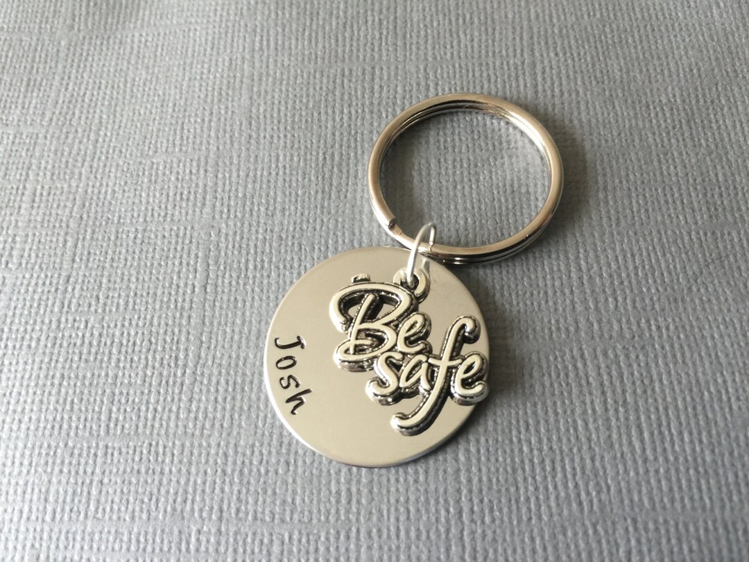 Be Safe- Hand Stamped Custom Key Chain Police Officer- Keepsake Police ...