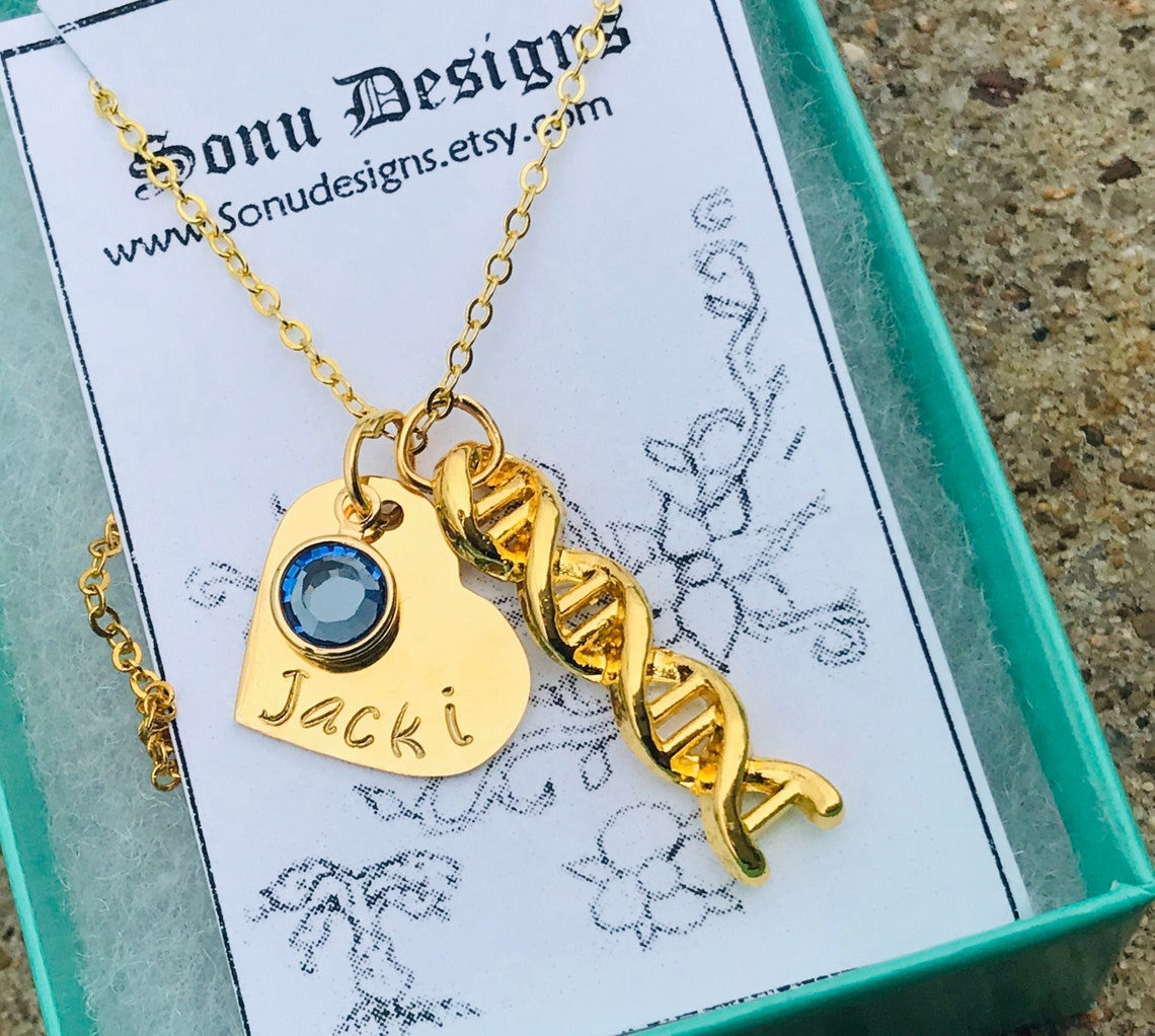 Gold DNA Helix Necklace Family Necklace DNA Gift chemistry - Etsy
