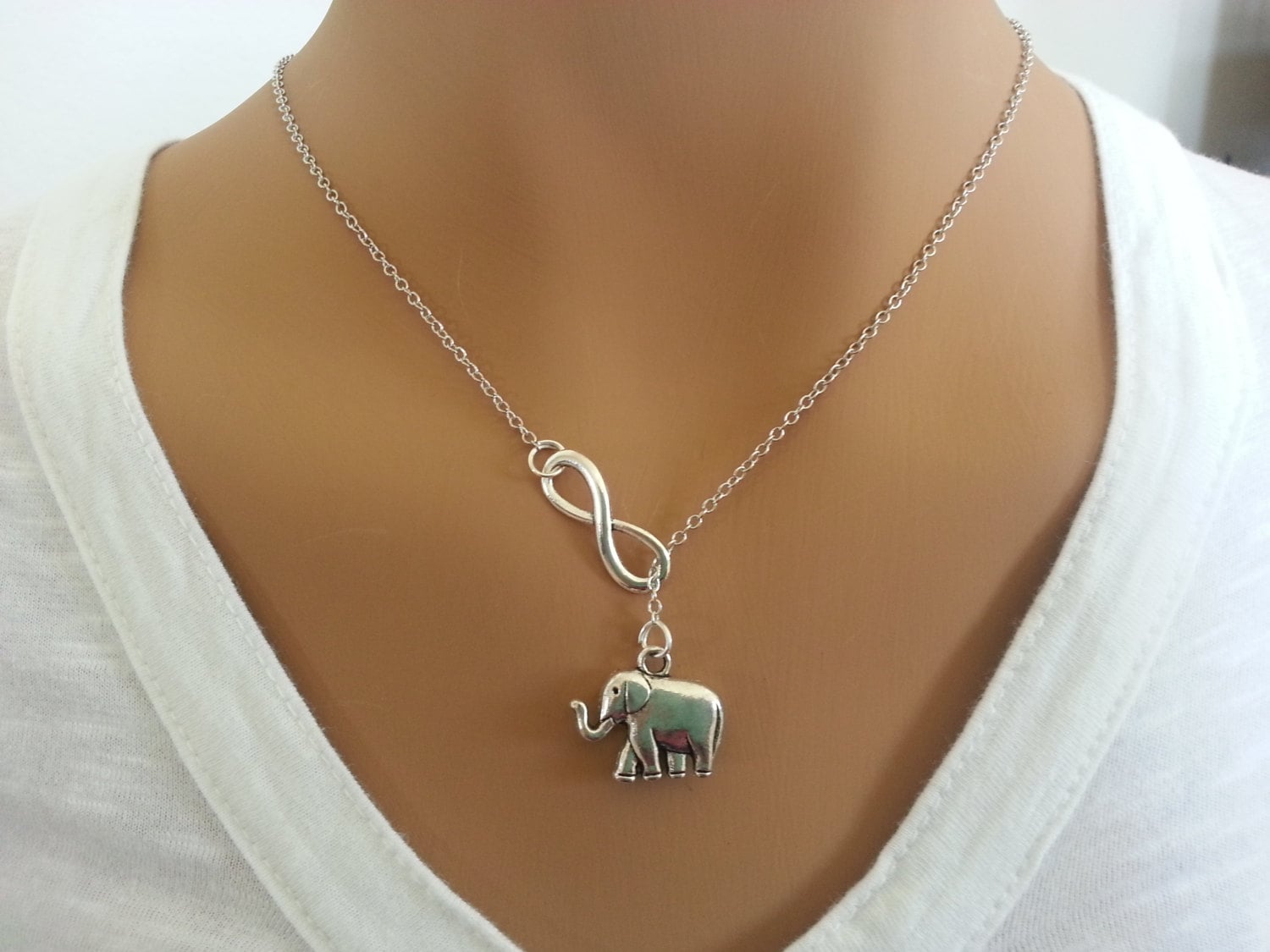 Larite Style Infinity and Elephant Necklace - Etsy