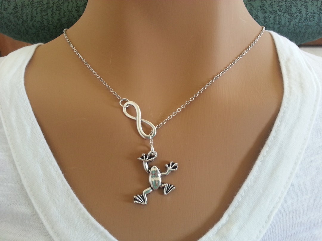 Infinity and Frog Lariat Necklace - Etsy