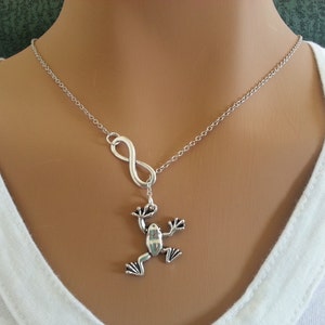 Infinity and Frog Lariat Necklace - Etsy