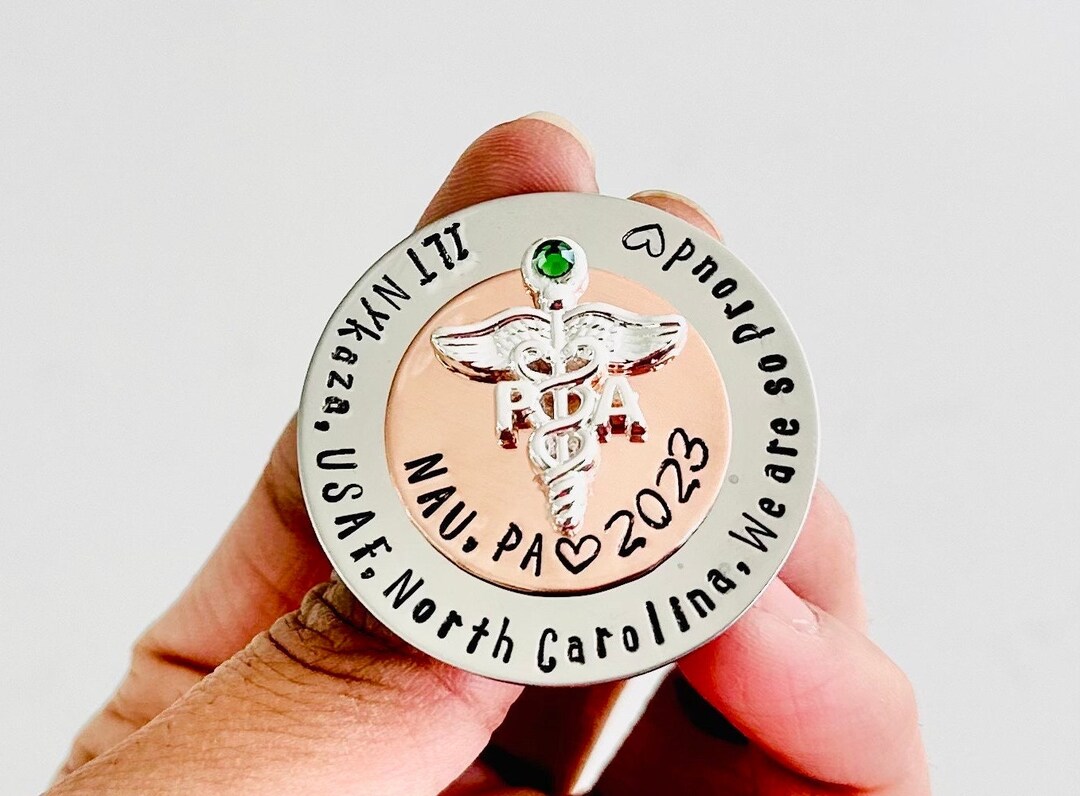 Personalized PA Pin: Caduceus, Swarovski Crystal - Physician Assistant ...