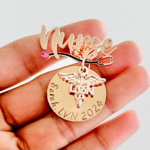 Rose Gold LVN Pin - Licensed Vocational Nurse Pin - LVN Pin - Nurse ...