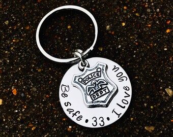 Be Safe Hand Stamped Custom Key Chain Police Officer | Etsy